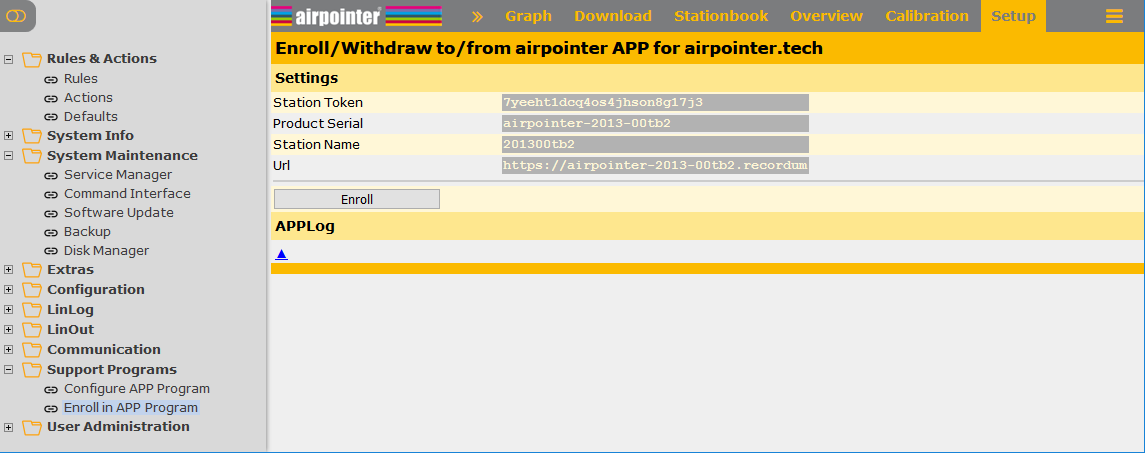 Setup for the airpointer APP – tech support